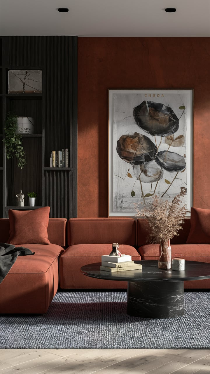 49 Stunning Black and Rust Living Room Ideas – ComfyTips